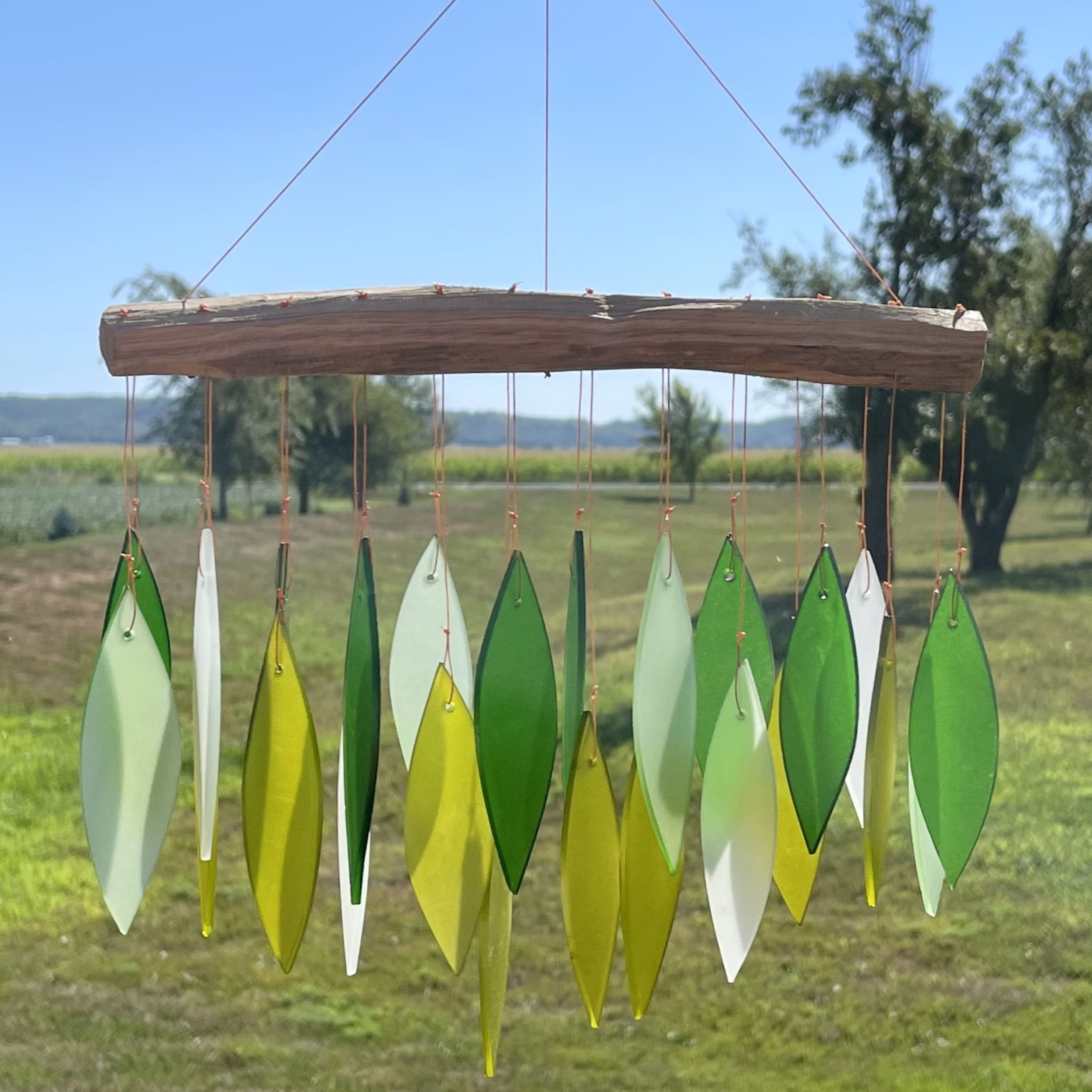 Blue Handworks Wind Chime Spring Leaves Glass Wind Chimes Wall Decor ...