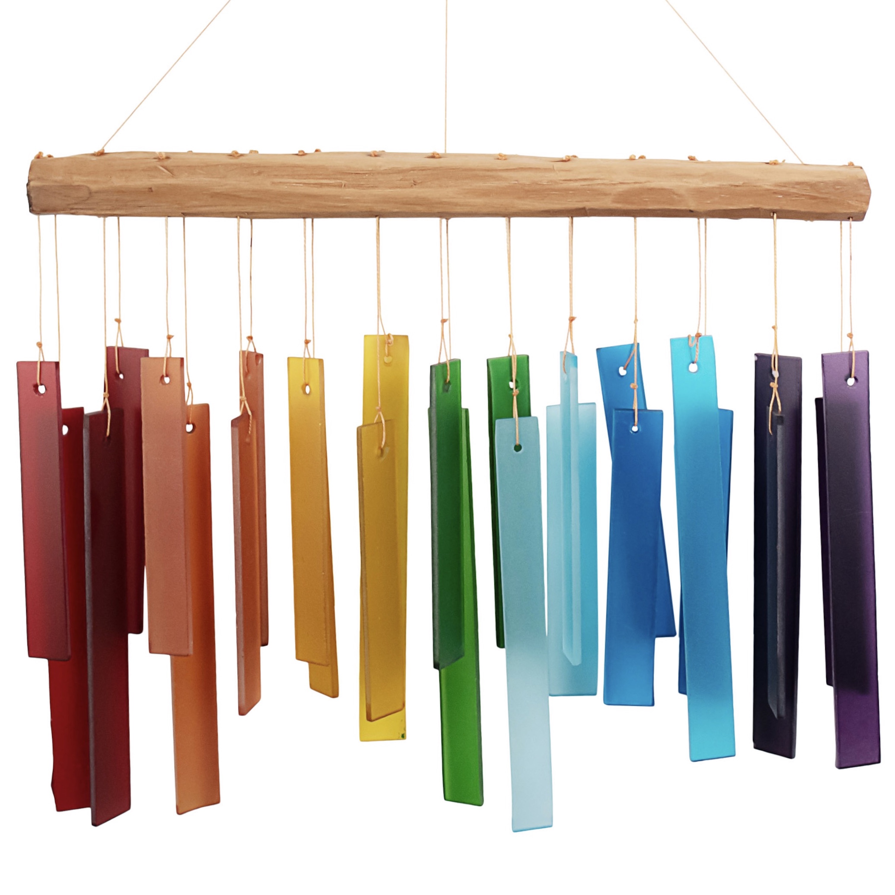 Blue Handworks Glass Wind Chime Deluxe Rainbow Waterfall Wind Chime for ...