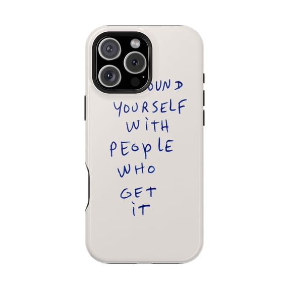 Blue Handwritten Quote Tough Phone Case, Minimal Cream Dual Layer ...