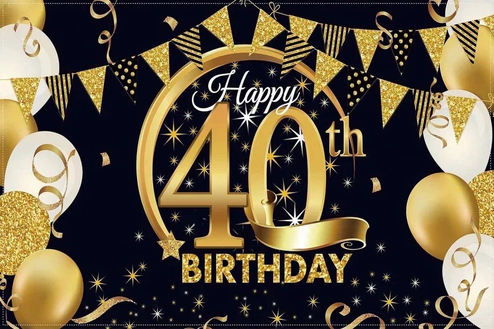 Blue Happy 40th Birthday Backdrop Men Women 40 Years Old Birthday Party ...