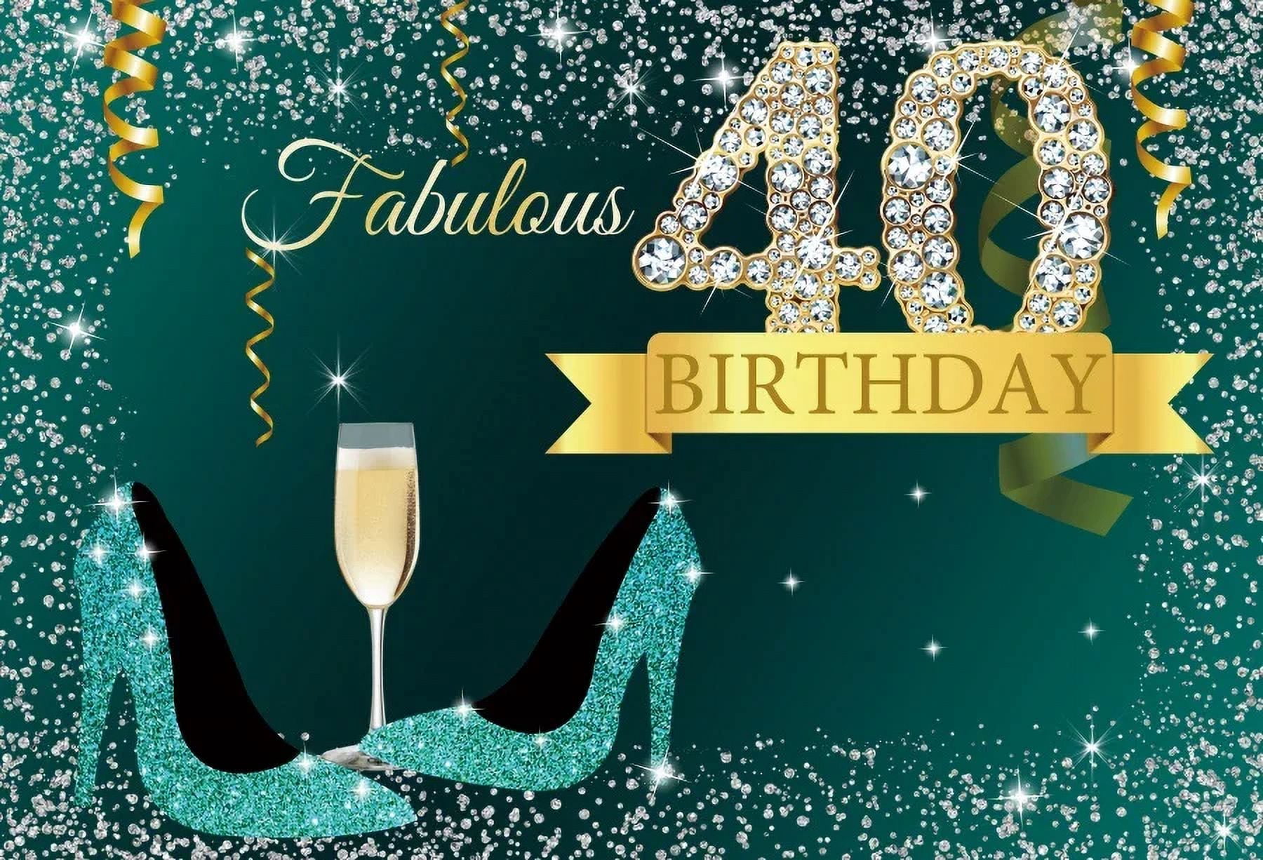 Blue Happy 40th Birthday Backdrop Men Women 40 Years Old Birthday Party ...
