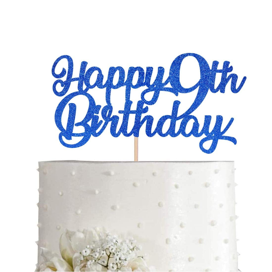 Blue Happy 9th Birthday Cake Topper, FSH1 Royal Blue Glitter Cheers To ...