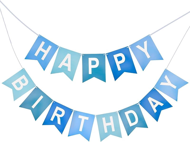 Blue Happy Birthday Banner Birthday Party Banner NO DIY Happy Birthday ...