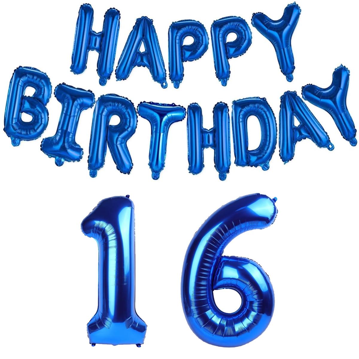Blue Happy Birthday Number Foil Balloons Kids Adult Party Decorations Boy Girl 10 11 14 15 18 25 ...