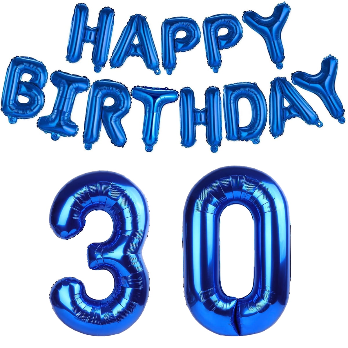 Blue Happy Birthday Number Foil Balloons Kids Adult Party Decorations ...