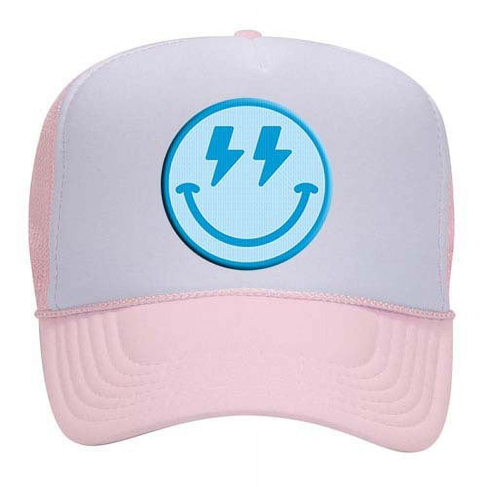 Blue Happy Face Lightning Eyes Smile Face Unisex Embroidered Foam Front ...
