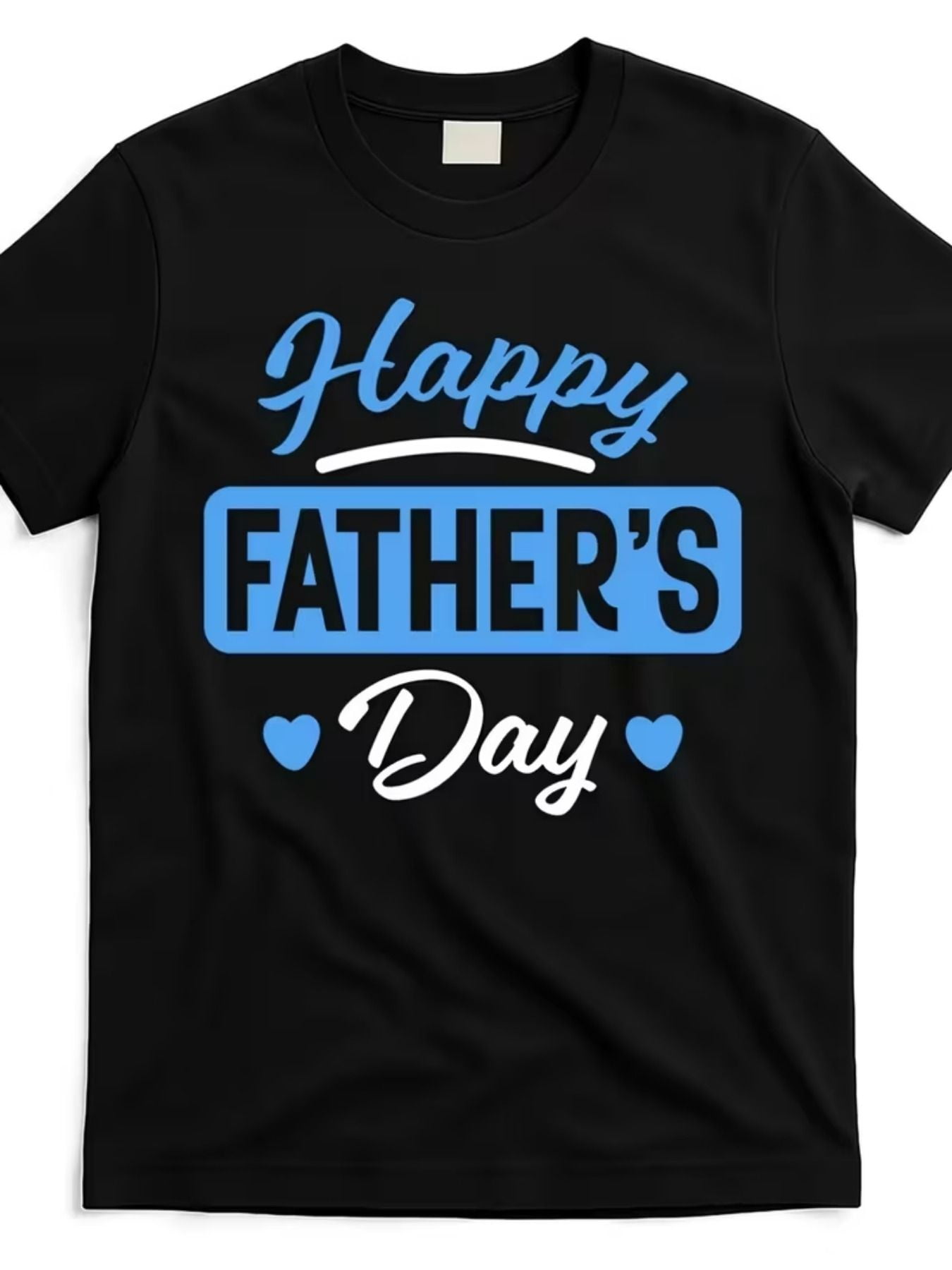 Blue Happy Father's Day Text Heart Decoration Unisex T-Shirt, S - 5XL ...