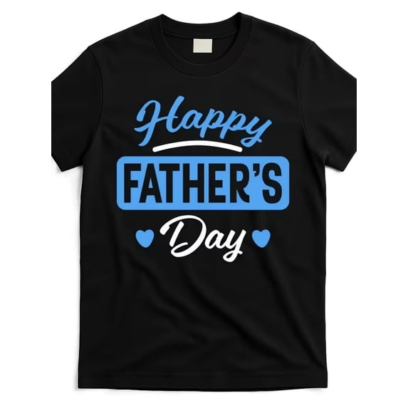 Blue Happy Father's Day Text Heart Decoration Unisex T-Shirt, S - 5XL ...