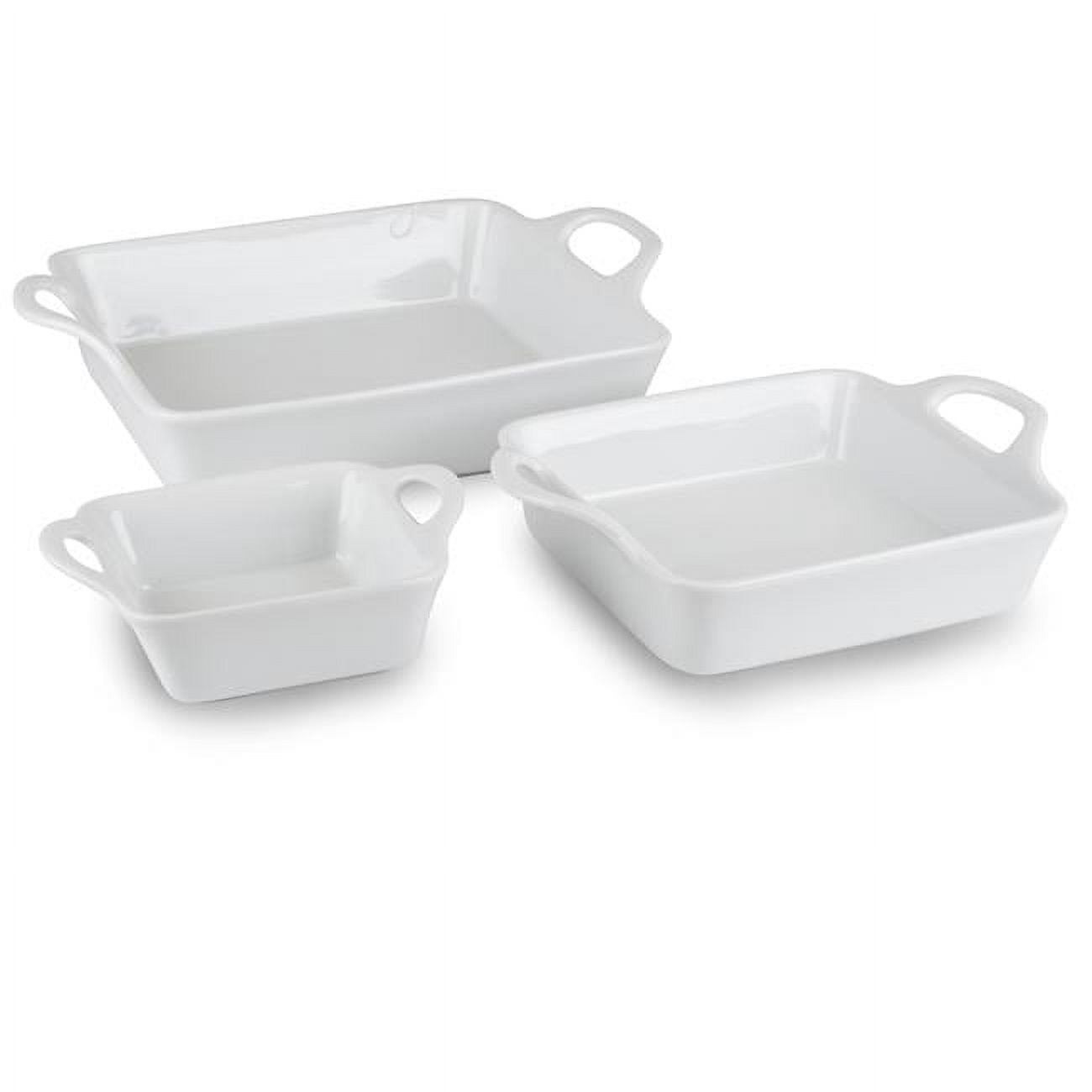 Blue Harbor 33494 White Porcelain Square Bakeware Set - 3 Piece ...