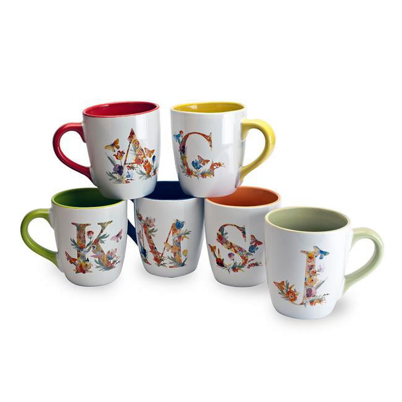Blue Harbor 34200 15 oz Floral Monogram Mug - Multi Color - Walmart.com