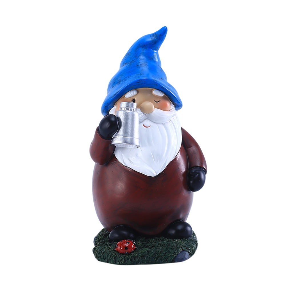 Blue Hat Dwarf, Solar Outdoor Garden Gnomes Statues with Solar Light ...