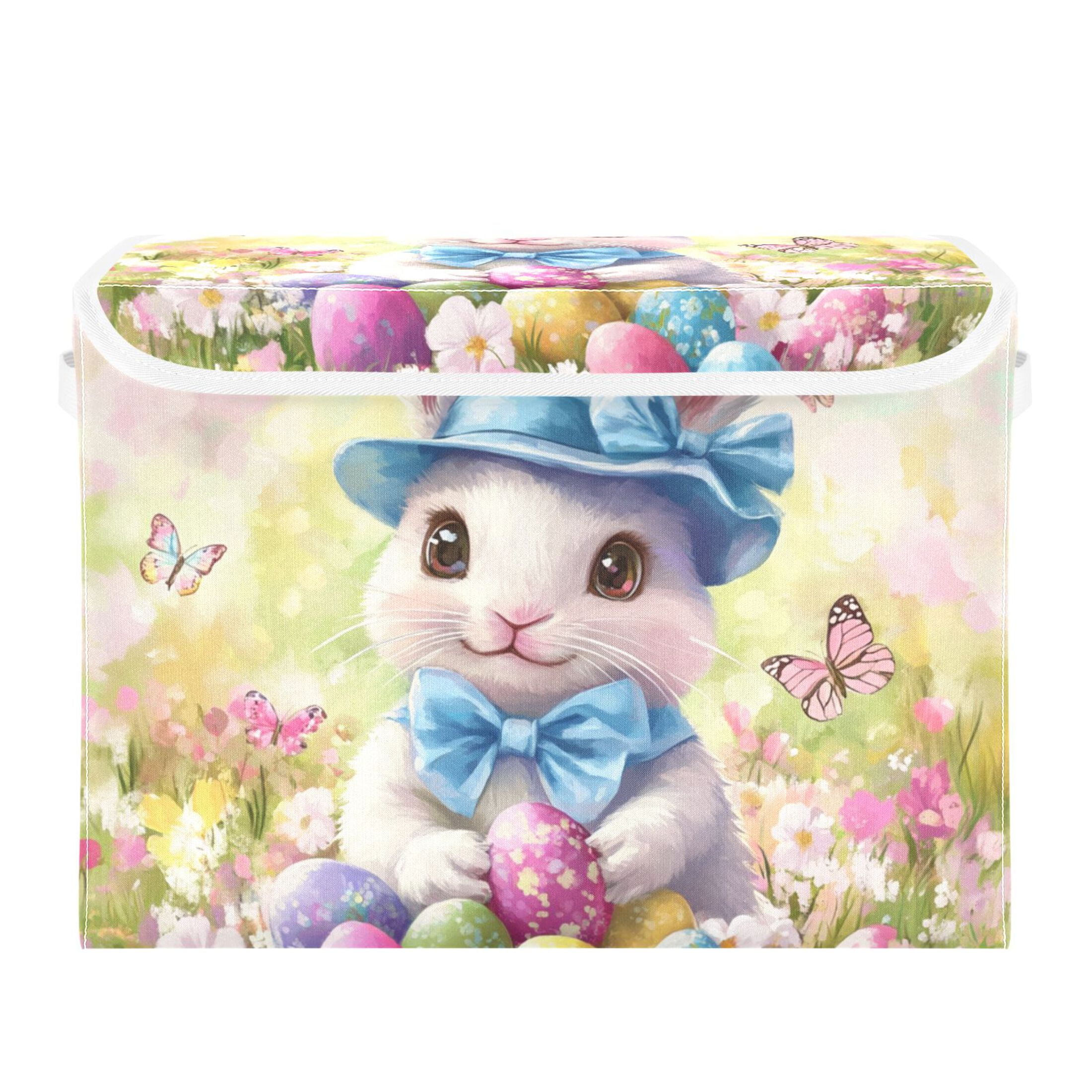 Blue Hat Rabbit Easter Eggs Foldable Storage Bin with Lid and Handle ...