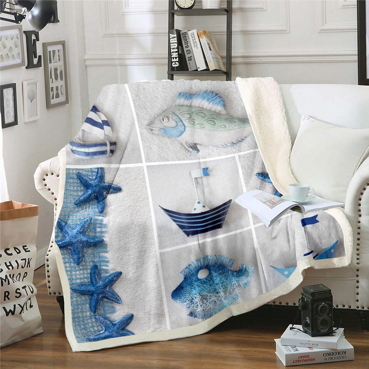 Blue Hawaii Throw Blanket Starfish Fleece Blanket for Women Adults ...