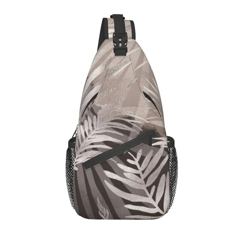 Blue Hawaiian Forest Sling Chest Bag Exotic Flowers Tropical Plants ...