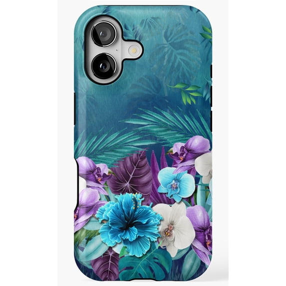 Blue Hawaiian Forest Tropical Nature Art Phone Case for iPhone 11 12 13 ...
