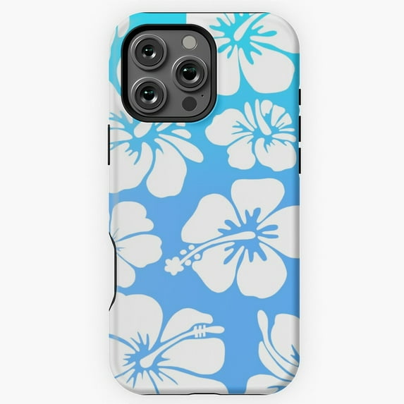 Blue Hawaiian Hibiscus Tropical Floral iPhone Case 17 16 15 14 13 12 11 ...