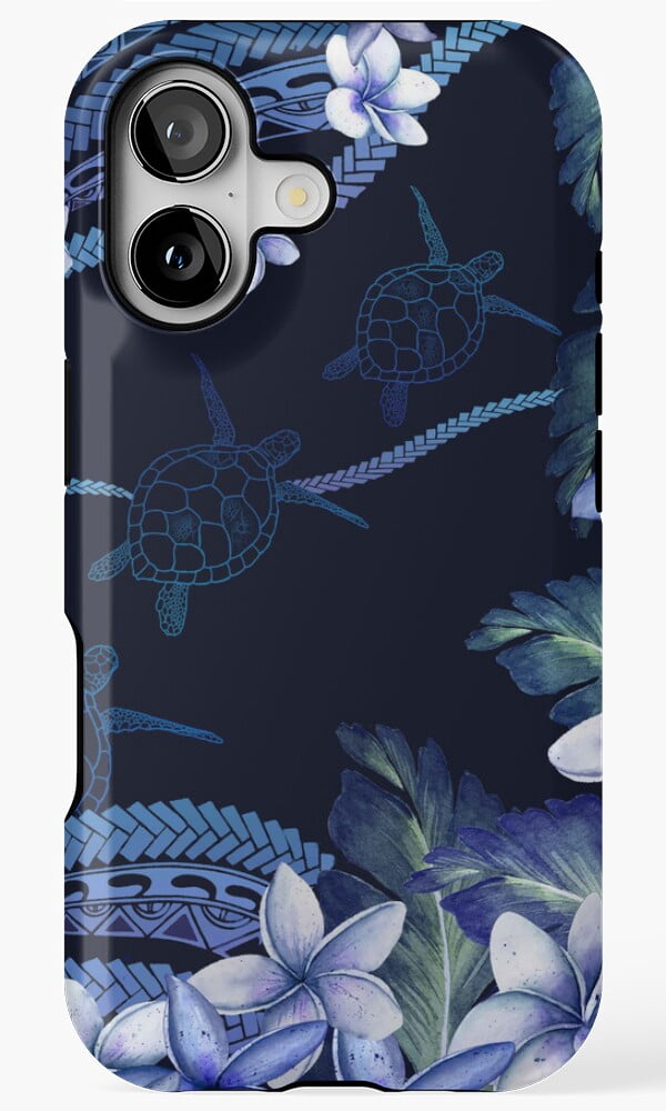 Blue Hawaiian Lagoon Tapa Fusion Phone Case for iPhone 11 12 13 14 15 ...