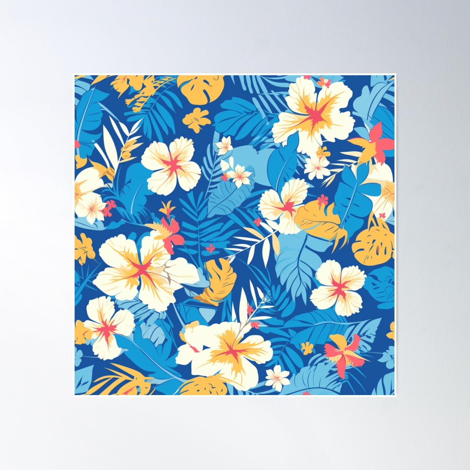 Blue Hawaiian Motif | Seamless Poster Wall Art, Modern Wall Decor ...