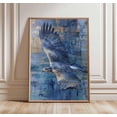 Blue Hawk Poster Abstract Bird of Prey Wall Art Flying Hawk Decor ...