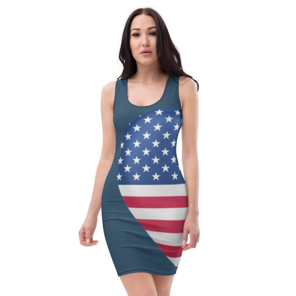 Blue Heart American Flag Bodycon Dress (XL) - Walmart.com