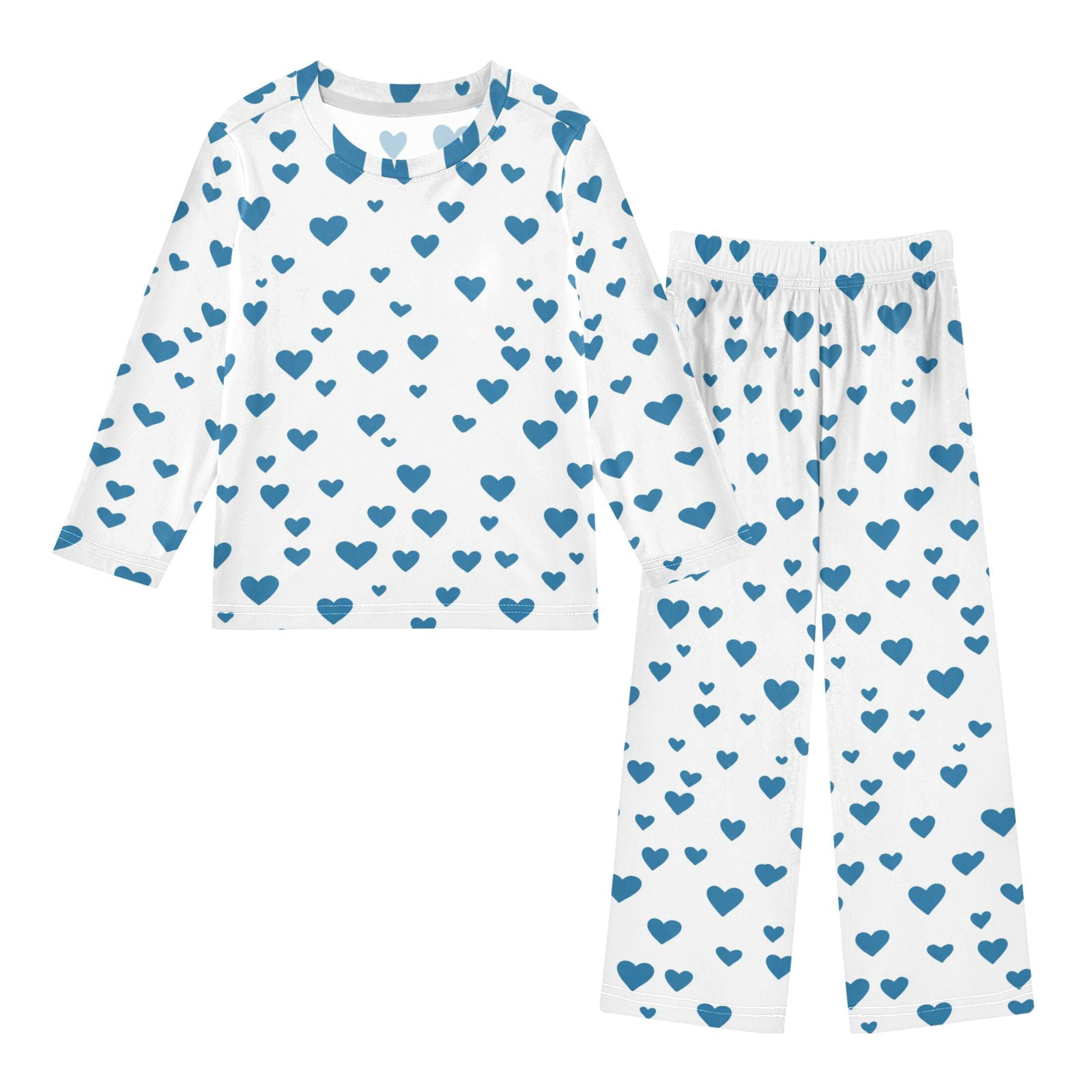 Blue Heart Cozy Soft Long Sleeves Top and Pants 2 Piece Cool Pjs ...