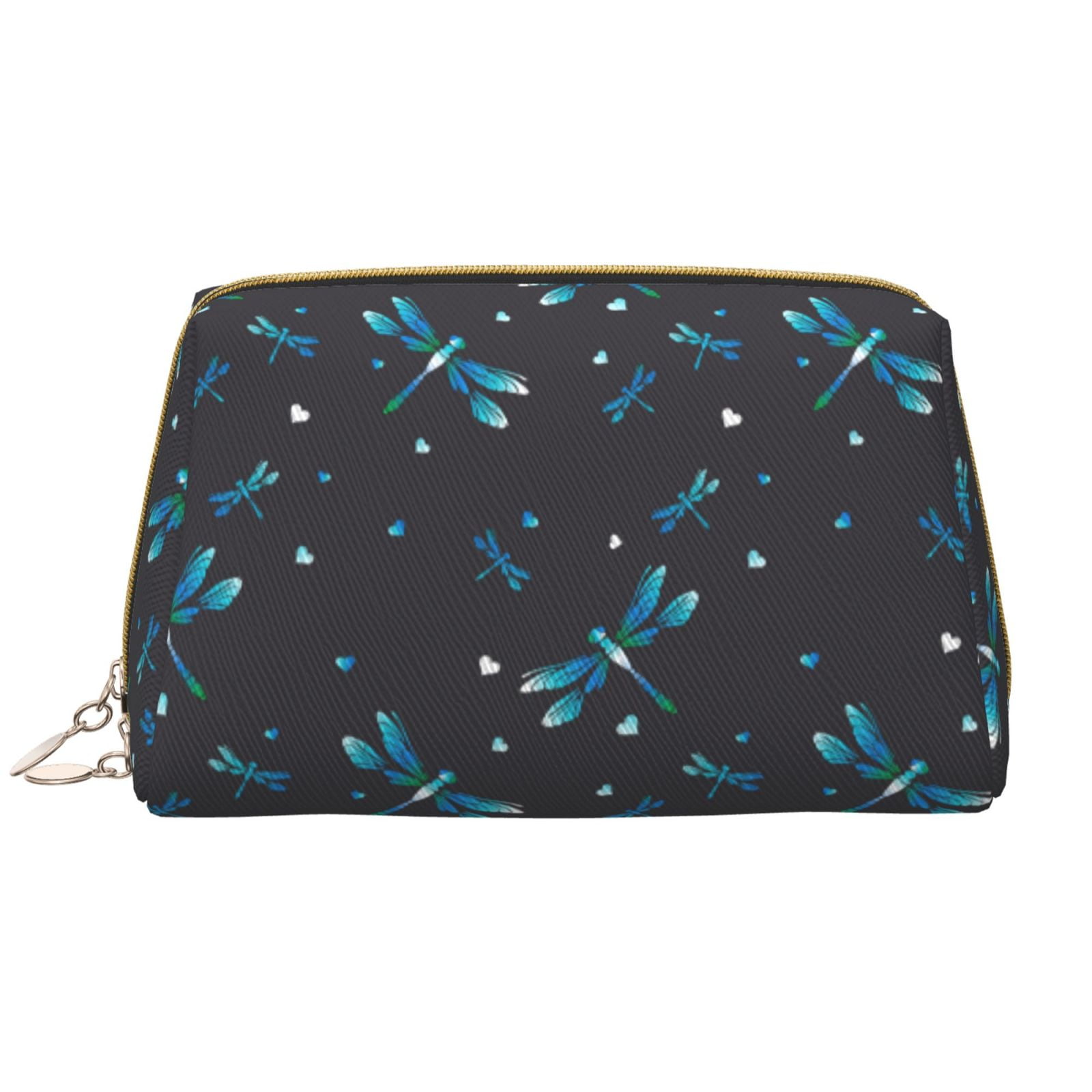 Blue Heart Dragonfly Makeup Bag, Large Capacity Cosmetic Bag Portable ...