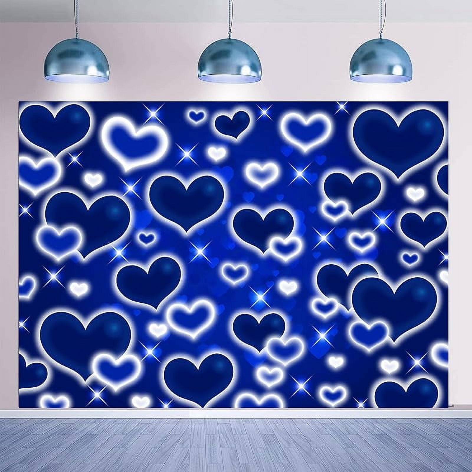 Blue Heart Early 2000s Photo Backdrop Valentine's Day Decorations ...