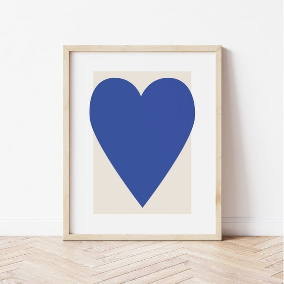 Blue Heart Poster Abstract Minimal Art Poster, Unframed Size 16x24 ...