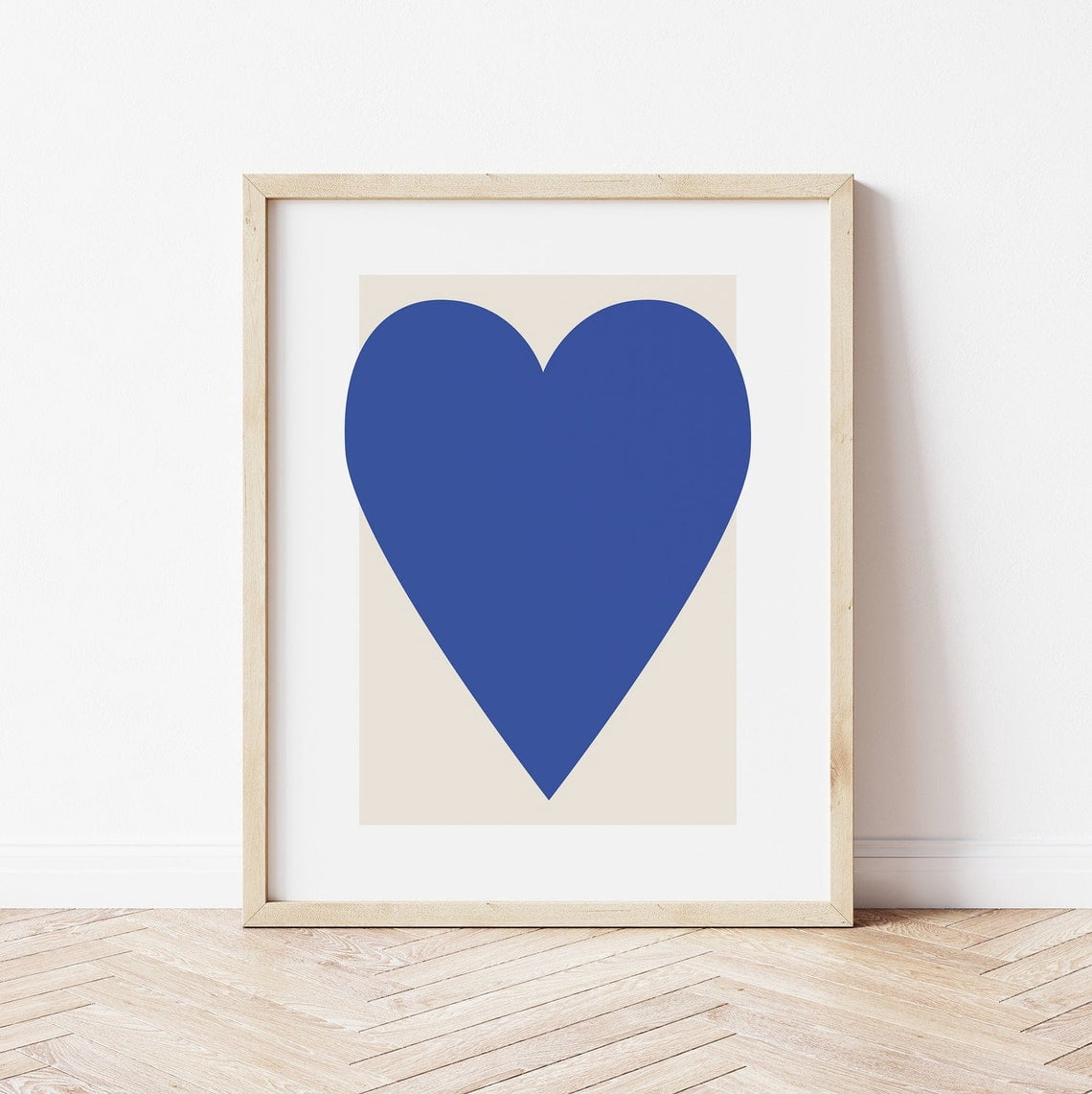 Blue Heart Poster Abstract Minimal Art Poster, Unframed Size 24x36 ...
