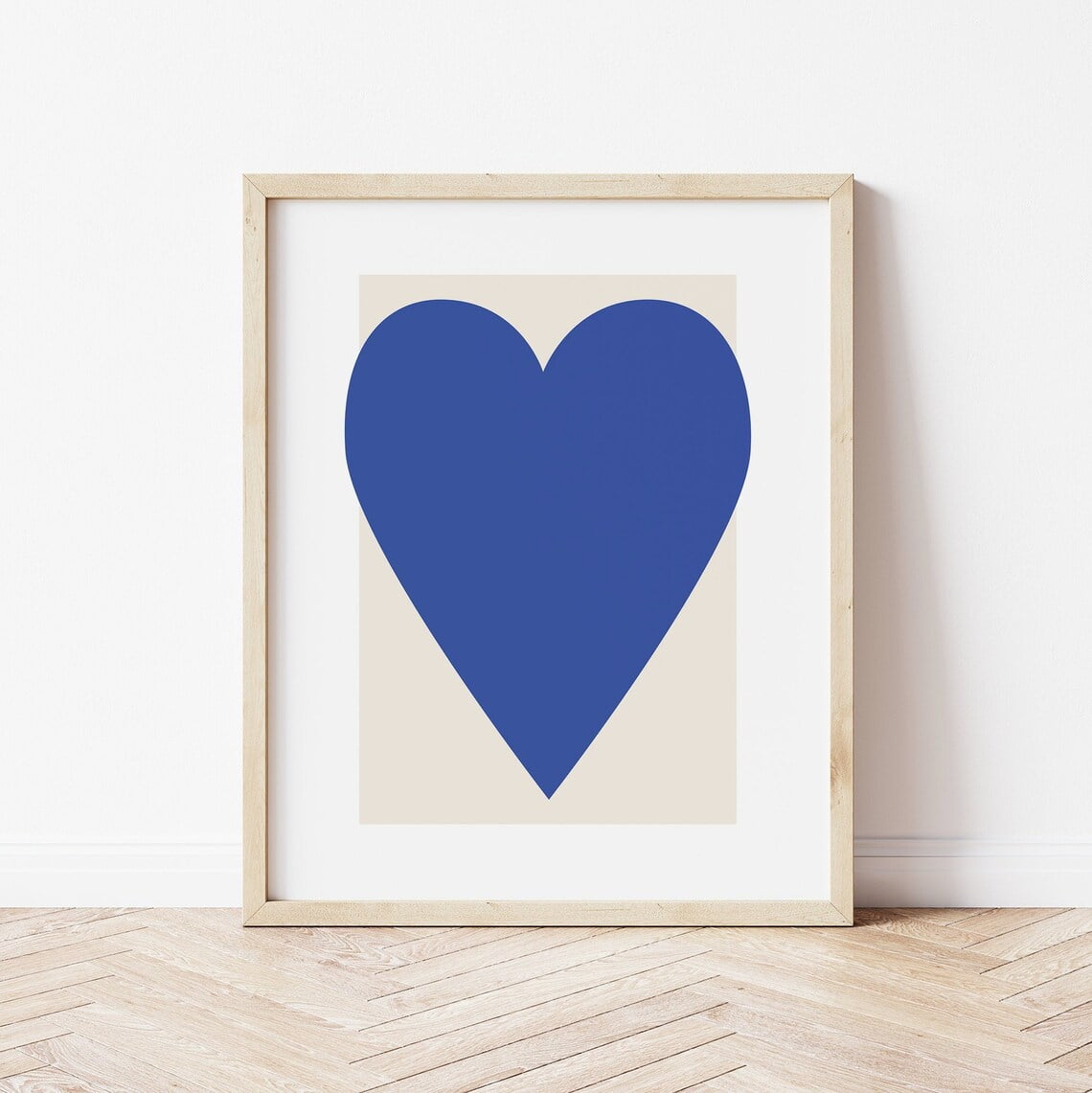 Blue Heart Print, Art, Abstract Minimal Heart Poster Art Wall Art ...