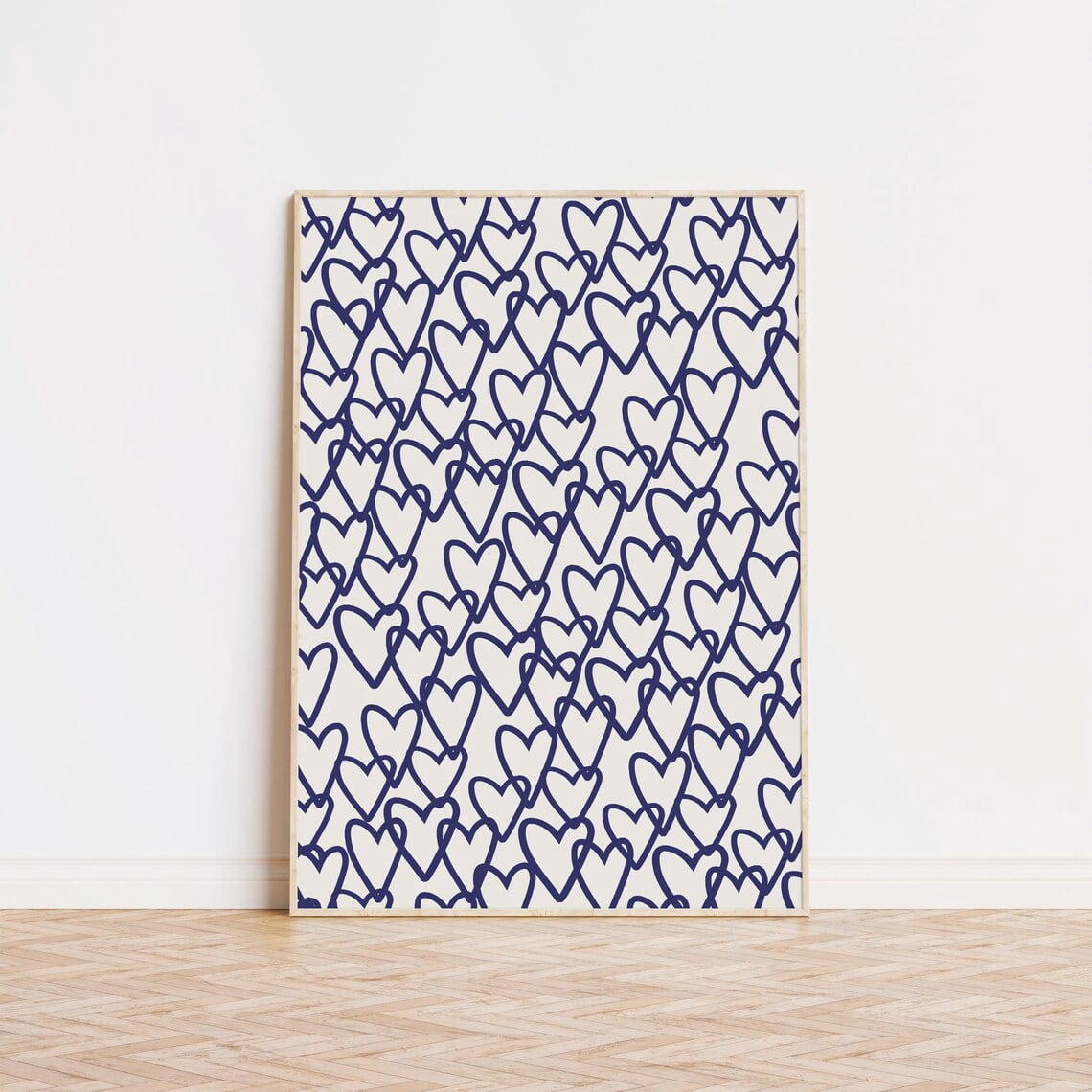 Blue Heart Print, Simple Cute Navy Print, Bar Cart Art, Trendy Art ...