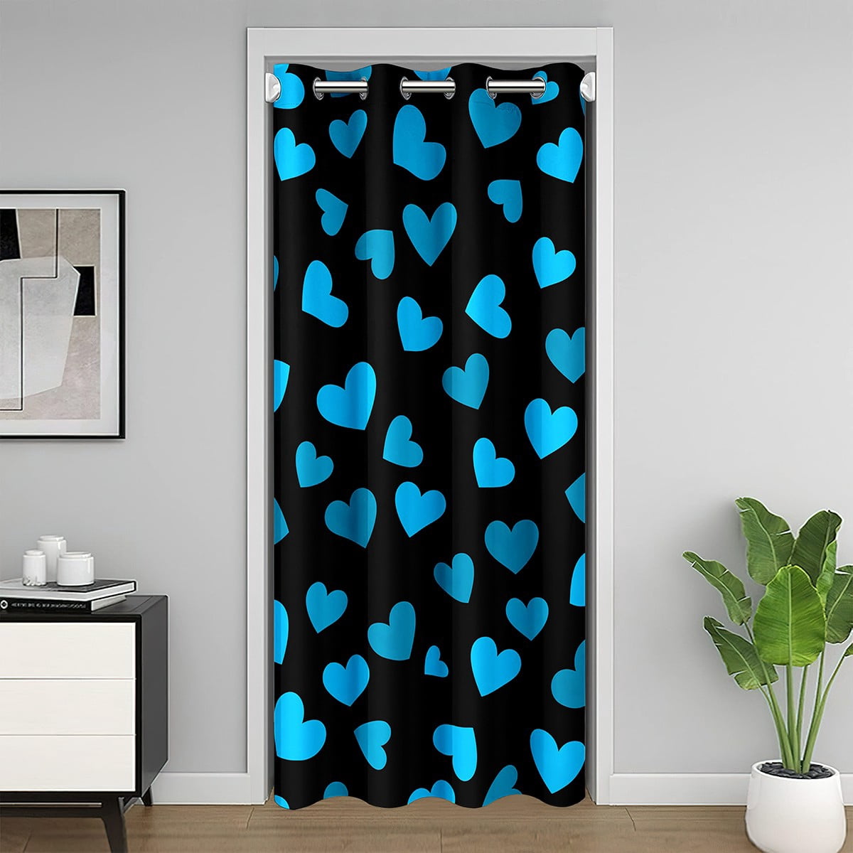 Blue Hearts Doorway Curtain Privacy,Romantic Valentine's Day Theme ...