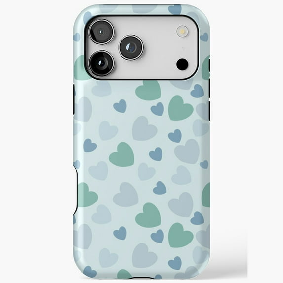 Blue Hearts Pattern Tough Cover iPhone Case 11 through 17 Pro Max ...