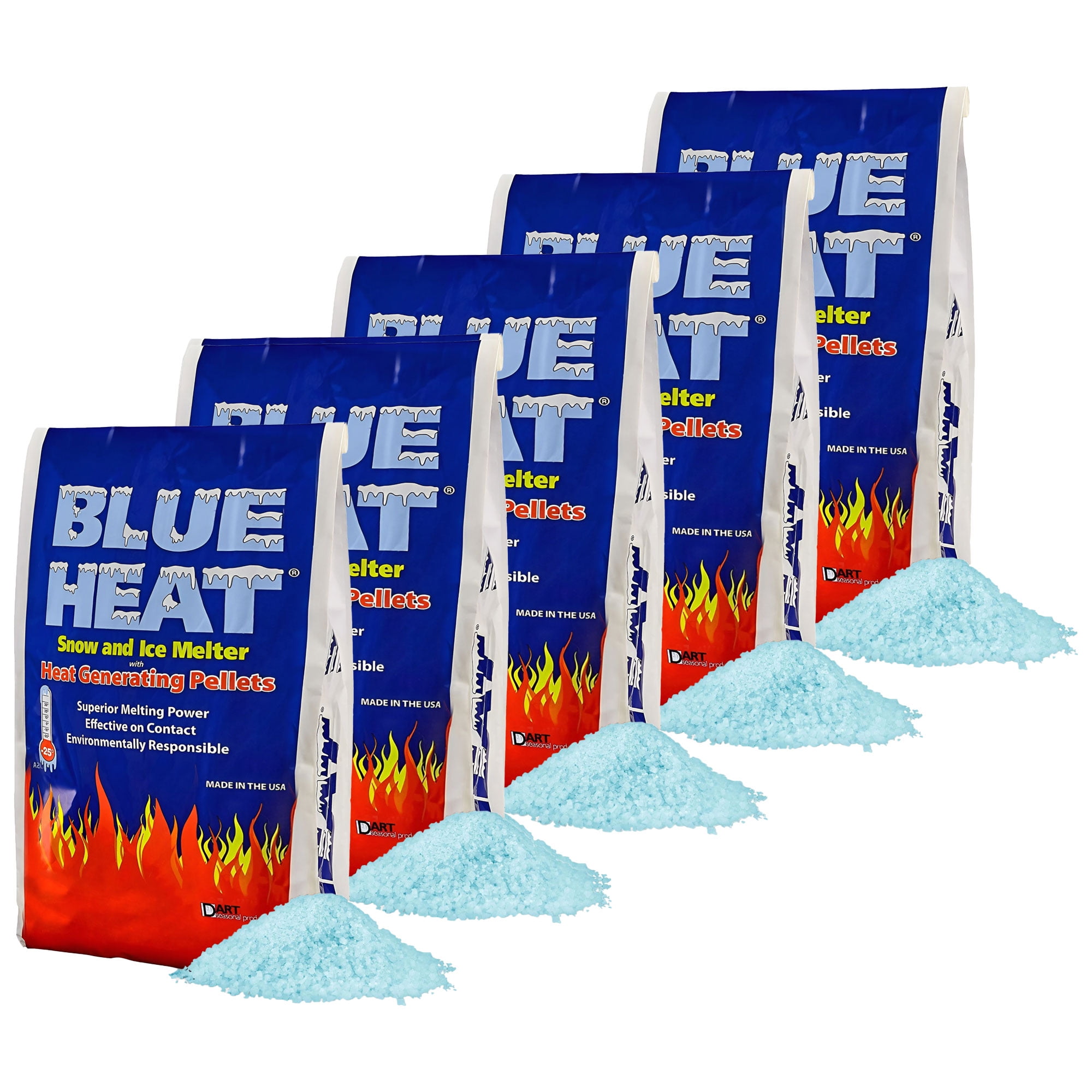 Blue Heat 5 Pack Ice Melt Pellets Deicer and Snow Removal for Driveway ...