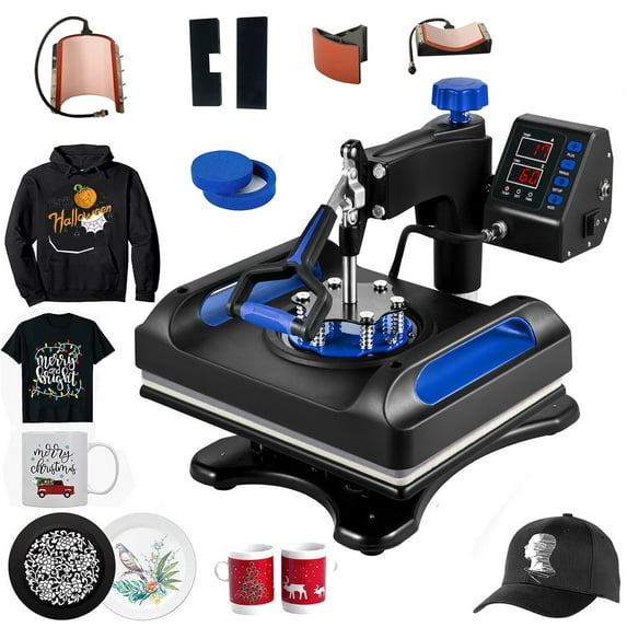 Blue Heat Press Machine 5 in 1, 15 x 15 Inches Sublimation Transfer ...