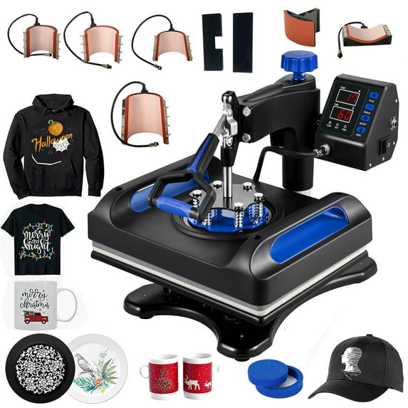 Blue 8 in 1 Heat Press Machine, 15x15 Inch, Digital LCD, 360 Swing for ...