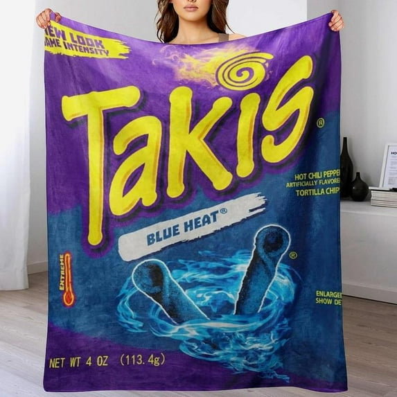 Blue Heat Themed Flannel Fleece Throw Blanket, Polyester Fiber Plush ...