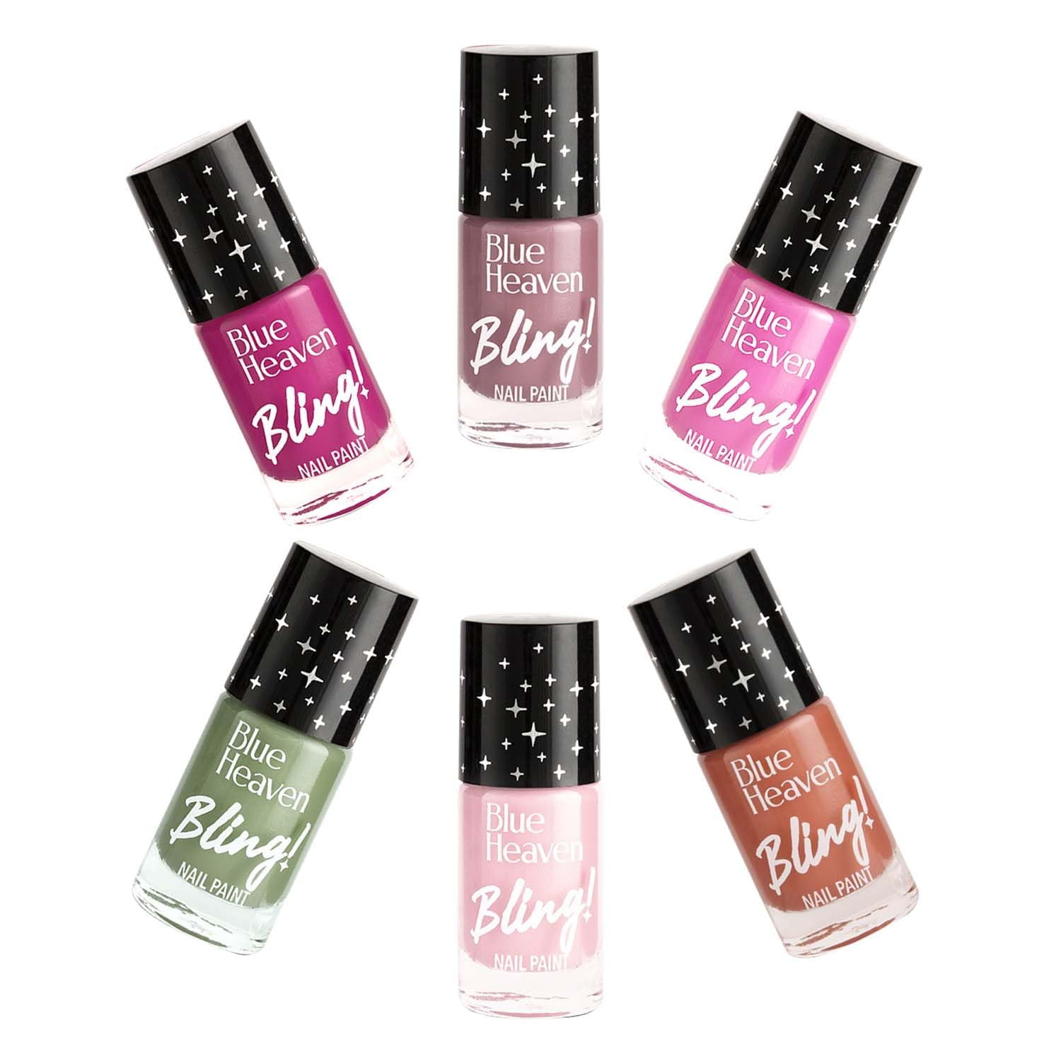 Blue Heaven Bling Nail Polish Combo Pack, Pastel shades (Pack of 6 ...