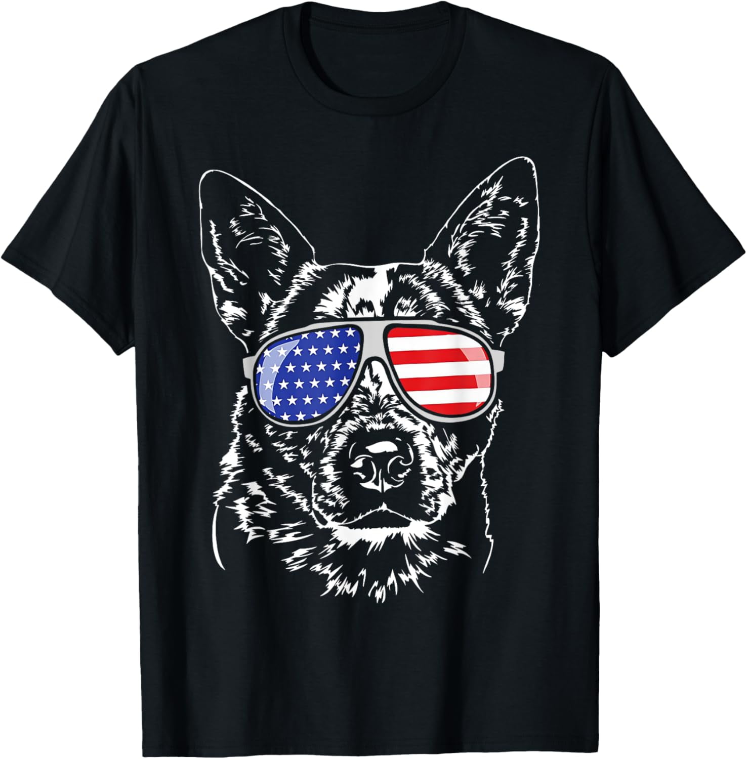 Blue Heeler Dog 4Th Of July American Flag Sunglasses T-Shirt - Walmart.com