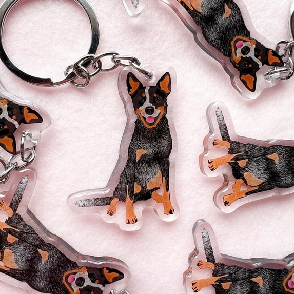 Blue Heeler Keychain, Acrylic Keychain, Dog Keychain, Original Artwork ...
