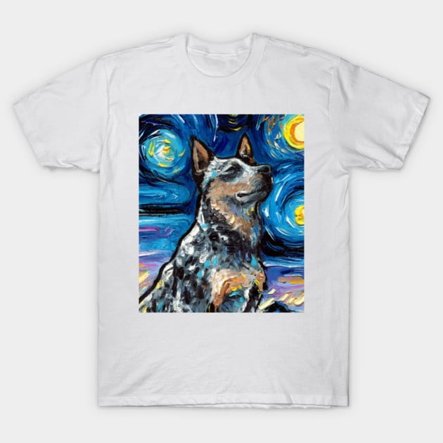 Blue Heeler Night Portrait Australian Cattle Dog Starry Sky Unisex T ...