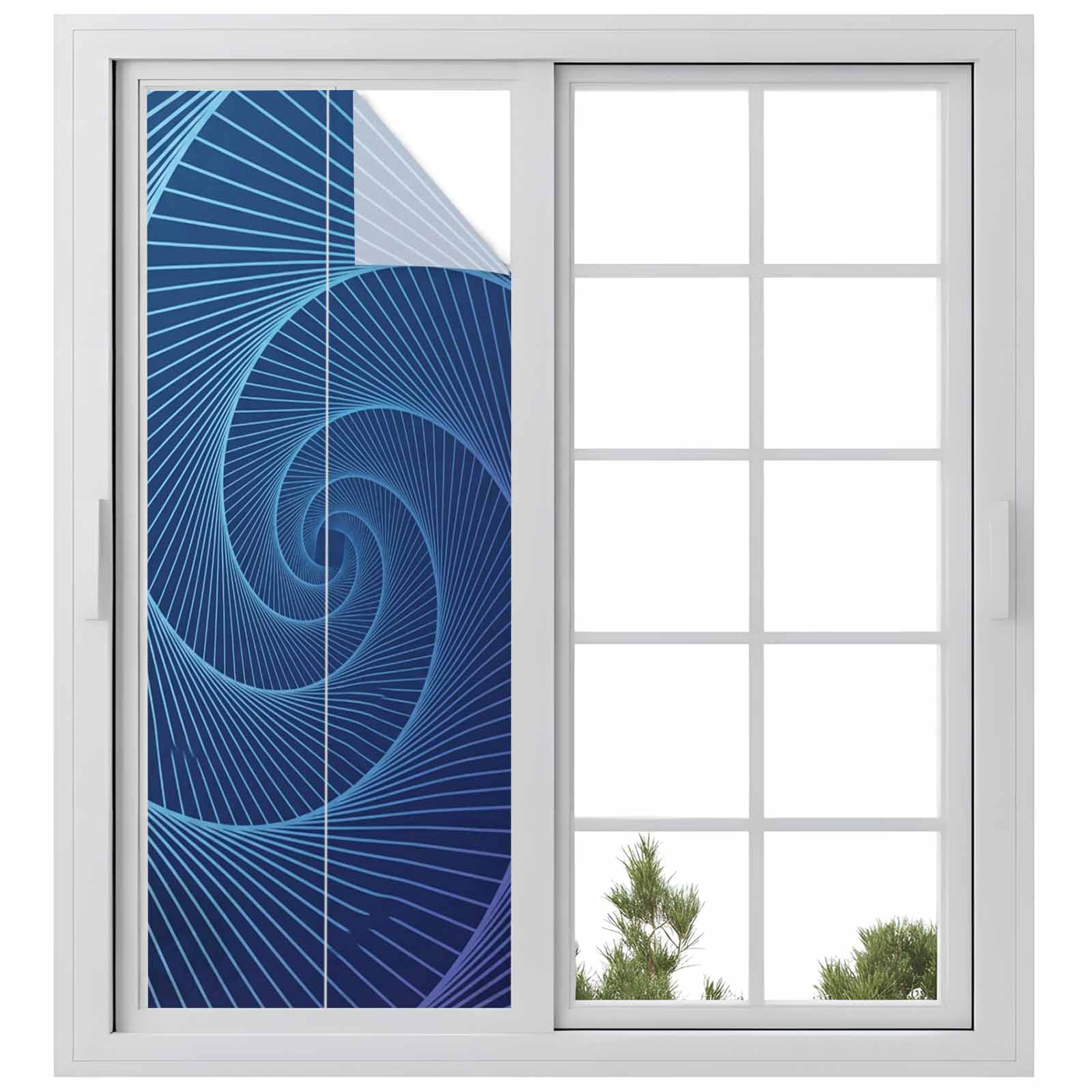 Blue Helix Stripes Window Privacy Film, Modern Minimalism Abstract Line ...