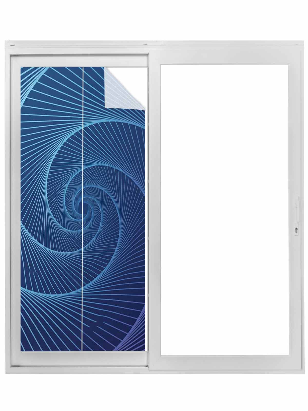 Blue Helix Stripes Window Privacy Film, Modern Minimalism Abstract Line ...