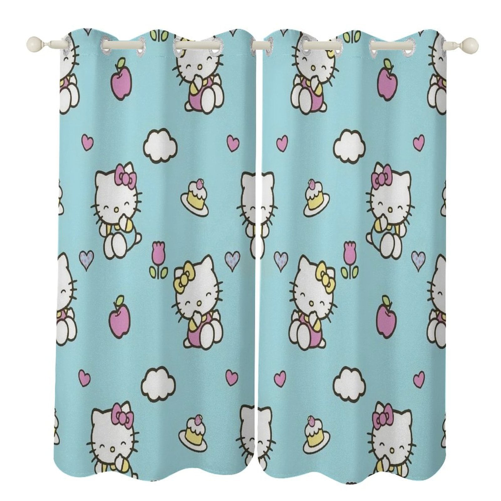 Blue Hello Kitty Kids Curtains 52 X 72 Inch,Cartoon Blackout Curtains ...