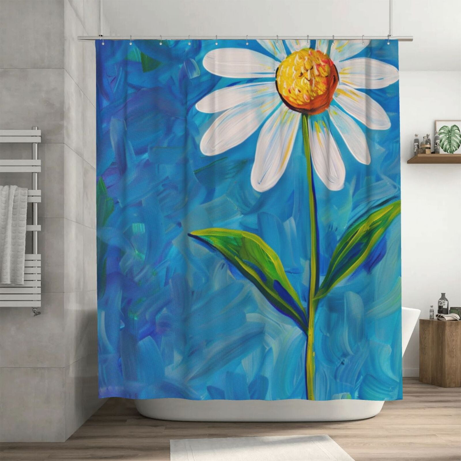 Blue Hello Shower Curtain 72X72In For Bathroom, Waterproof Fabric Quick ...