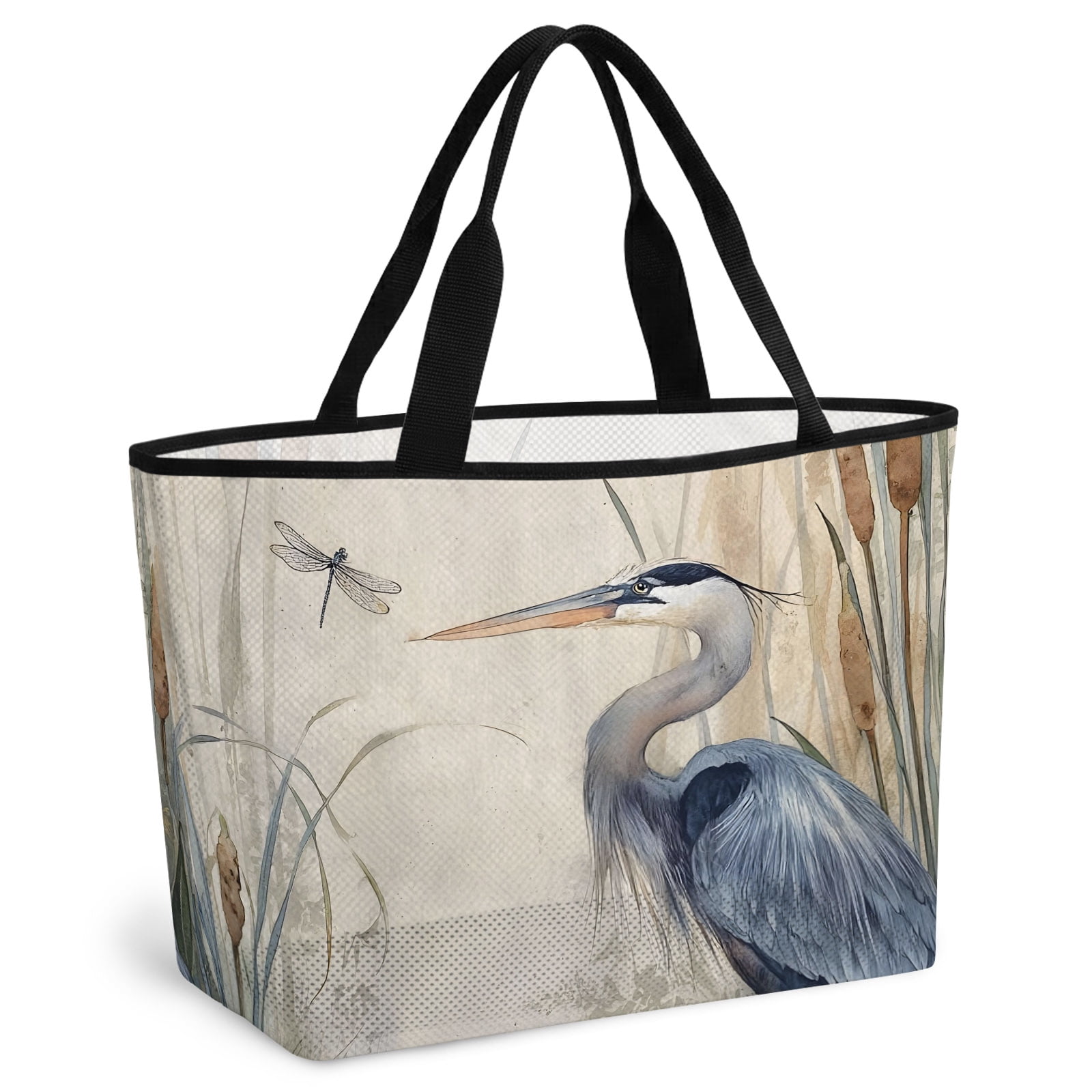 Blue Heron Beach Bag for Women, Large Breathable Mesh Beach Tote Bag ...