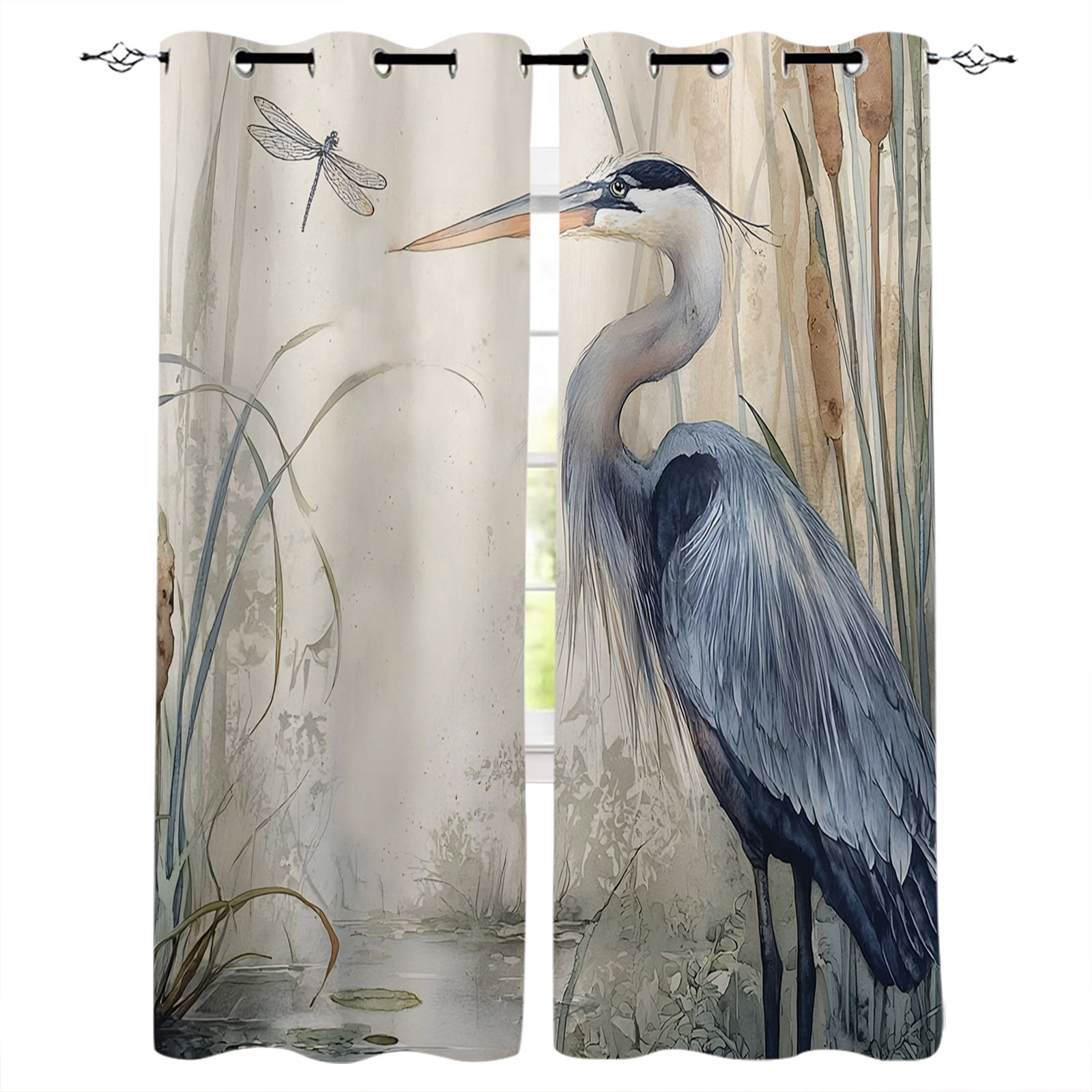 Blue Heron Blackout Curtains for Bedroom/Living Room, Thermal Insulated ...