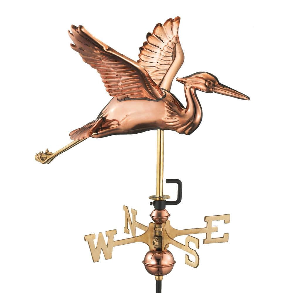 Blue Heron Cottage Weathervane - Pure Copper with Roof Mount - Walmart.com