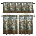 Blue Heron Kitchen Curtains Set for Windows, Retro Reeds Sunlight Birds ...