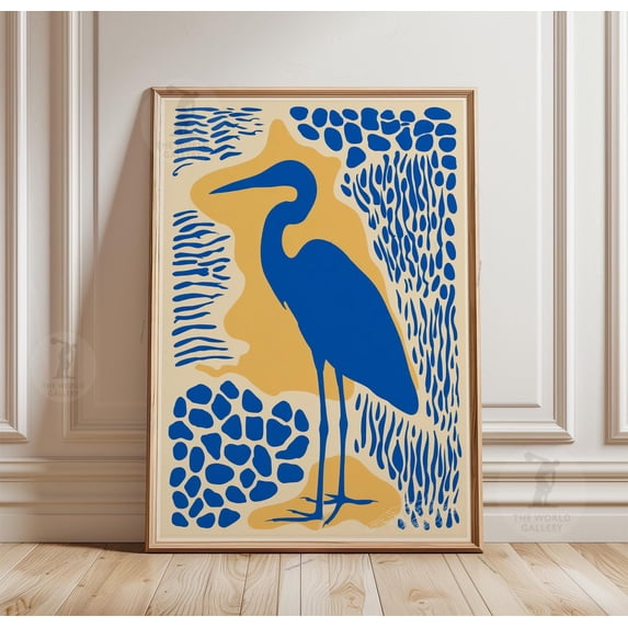 Blue Heron Poster Mid Century Modern Bird Wall Art Abstract Coastal ...